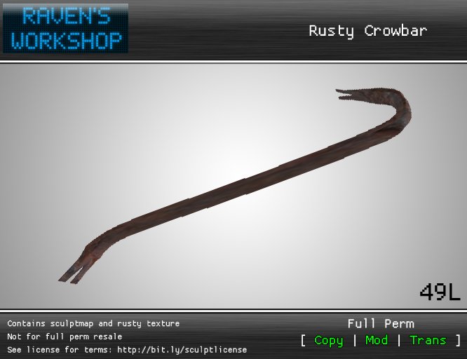 Second Life Marketplace - [RW] Rusty Crowbar [ Full Perm ]